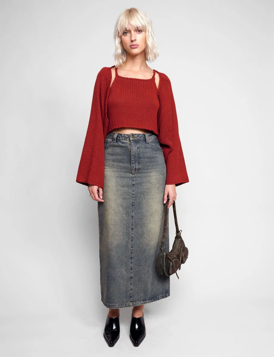 Red Knit Shrug Set-BESTSELLER | Parallel