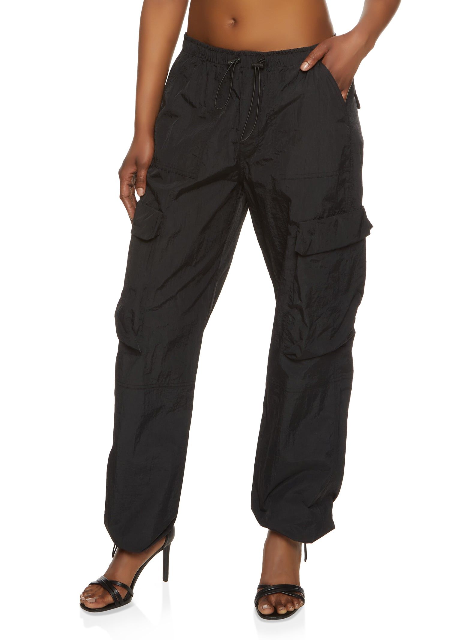 Nylon Drawstring Hem Cargo Pants | Parallel