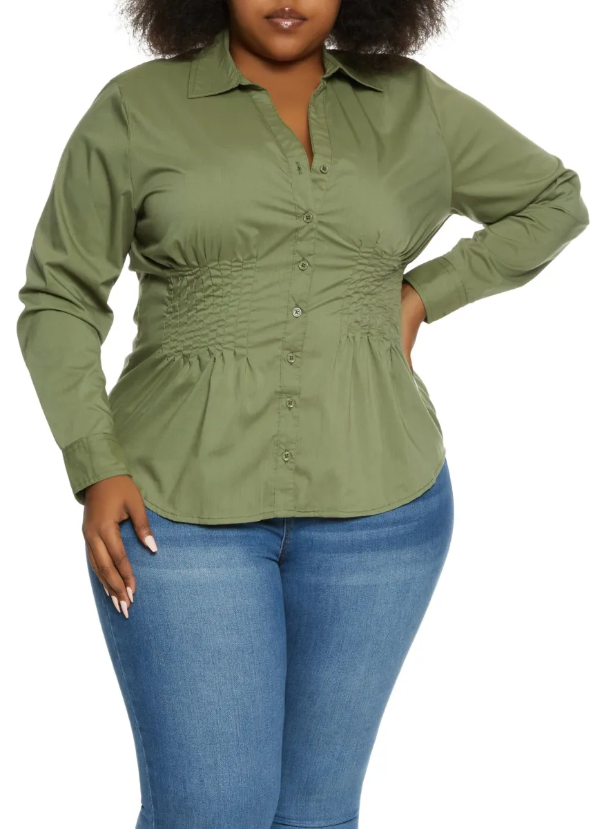 Plus Size Cinched Waist Shirt | Parallel