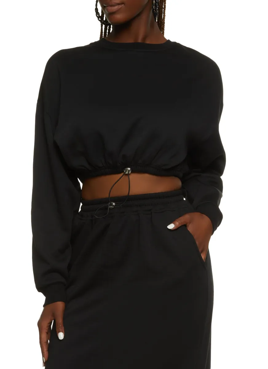 Toggle Drawstring Hem Cropped Sweatshirt | Parallel