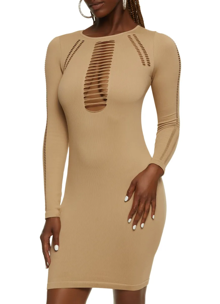Caged Laser Cut Bodycon Dress | Parallel