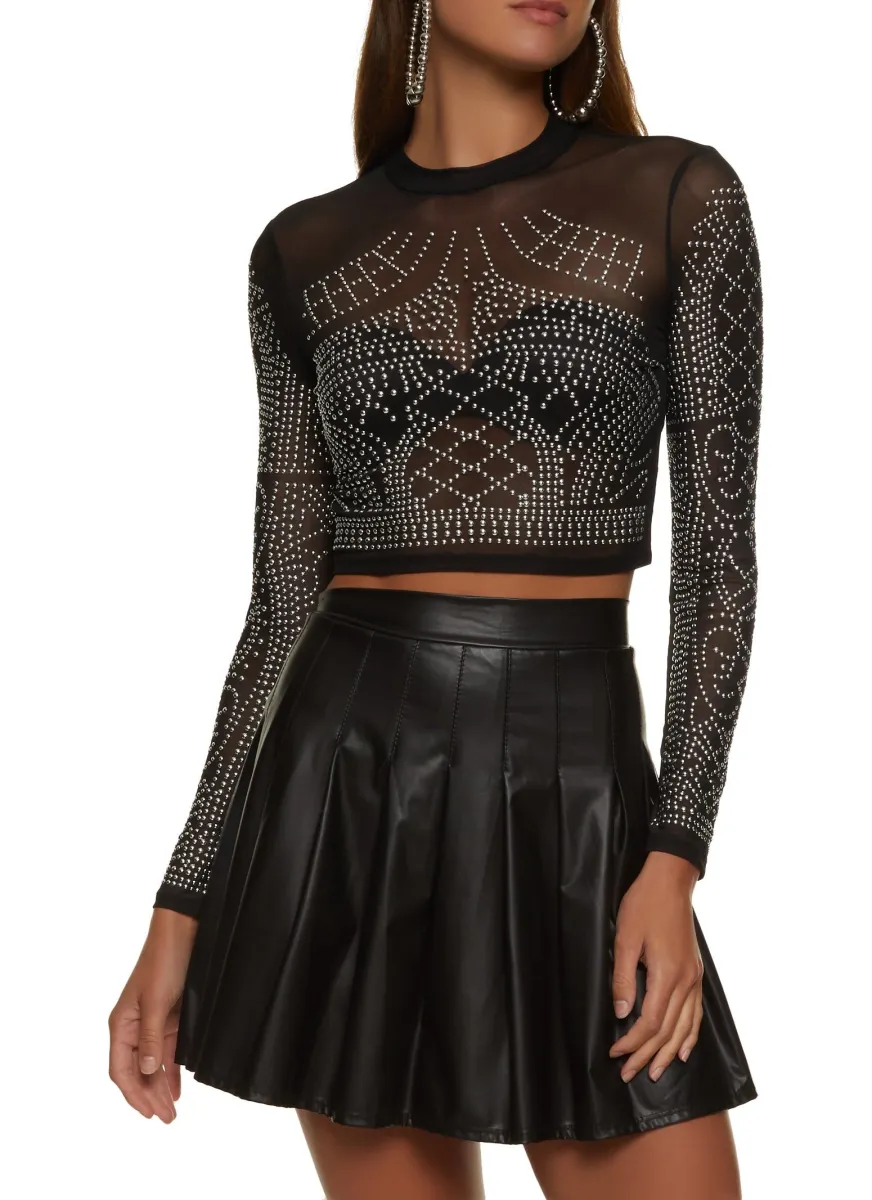 Mesh Embellished Crop Top | Parallel