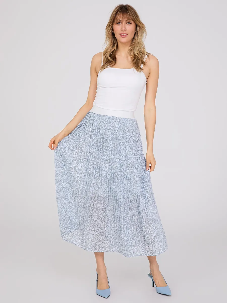 Delicate Floral Print Pleated Chiffon Skirt | Parallel
