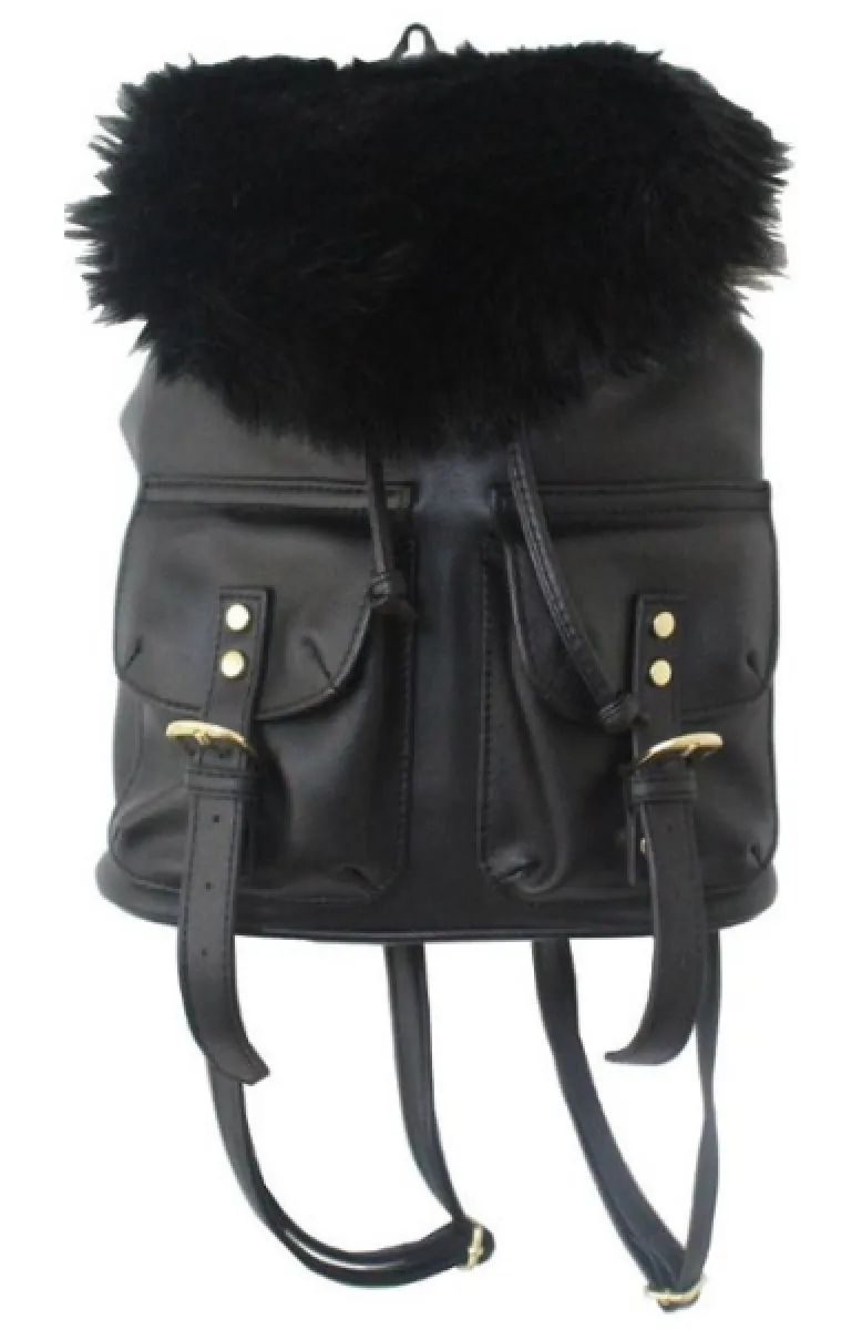 Fur Backpack in Black | Parallel