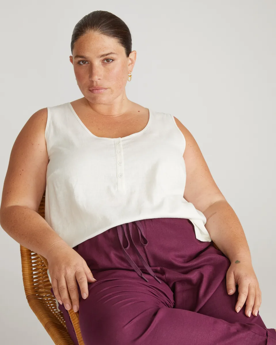 Henley Linen Tank - White | Parallel