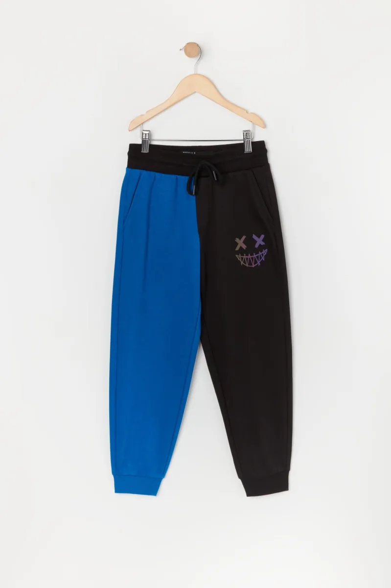 Boys Split Smiley Graphic Fleece Jogger | Parallel