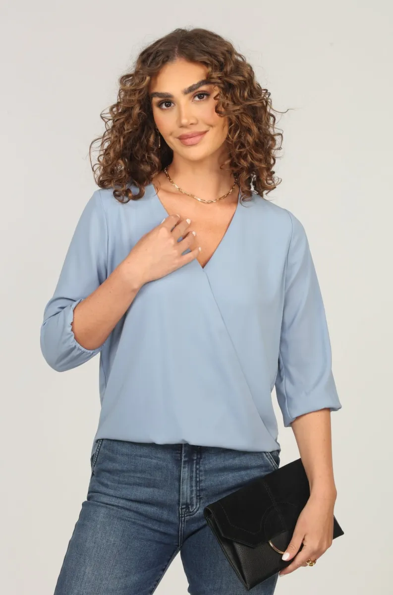 Powder Blue Surplice Blouse - BEST SELLER | Parallel