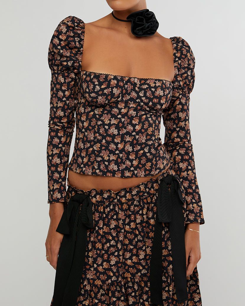 Long Sleeve Baby Floral Corset Top | Parallel
