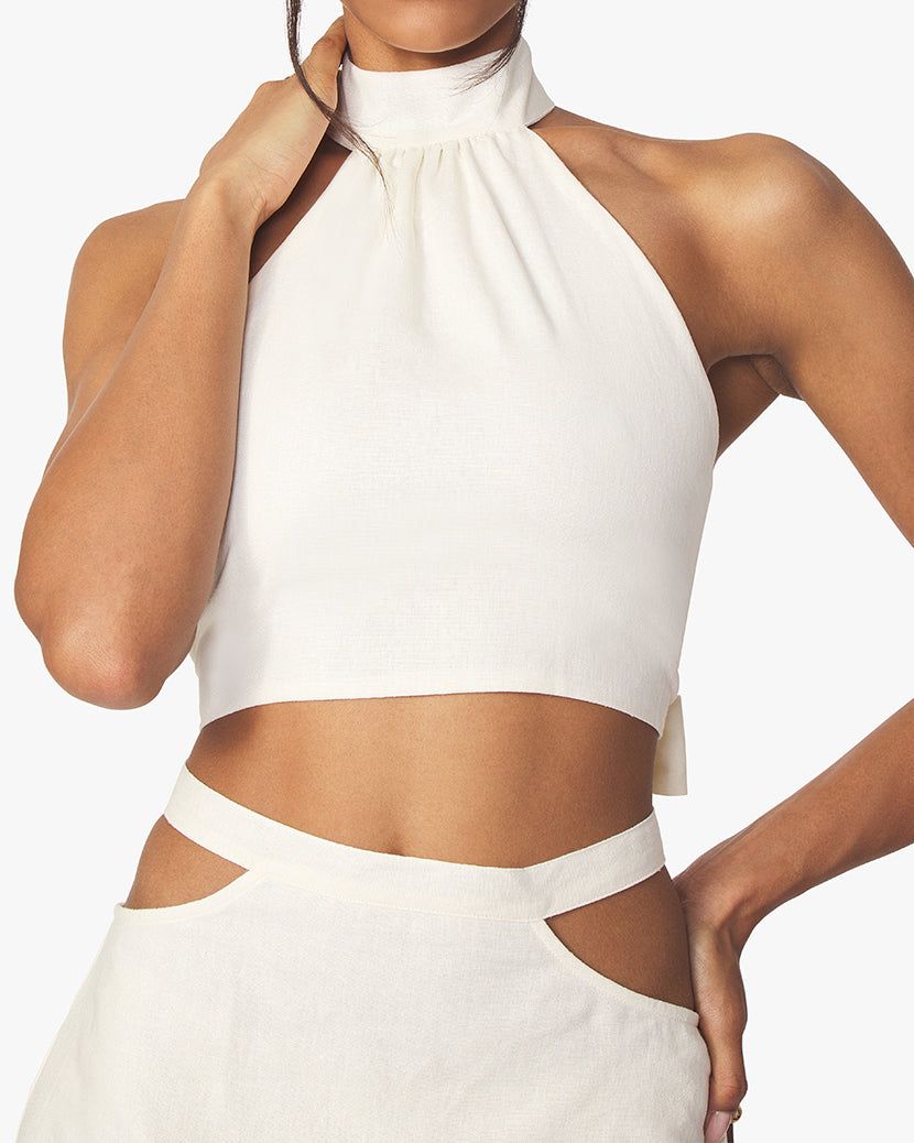 Halter Linen Blend Top | Parallel