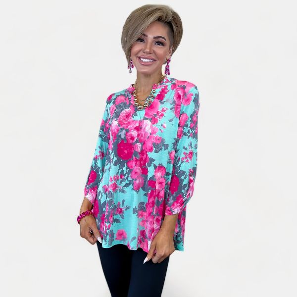 Mint & Pink Floral Lizzy Top | Parallel