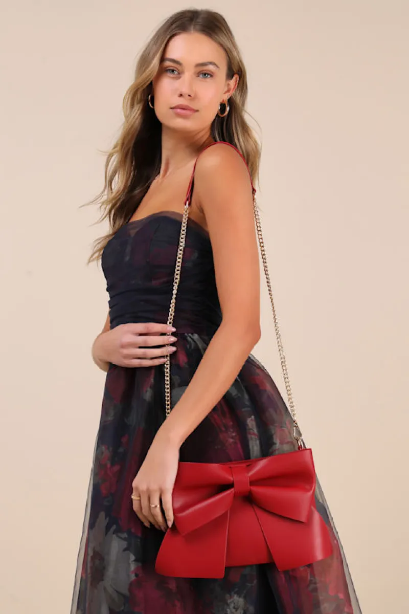 Compellingly Chic Red Bow Crossbody Bag | Parallel