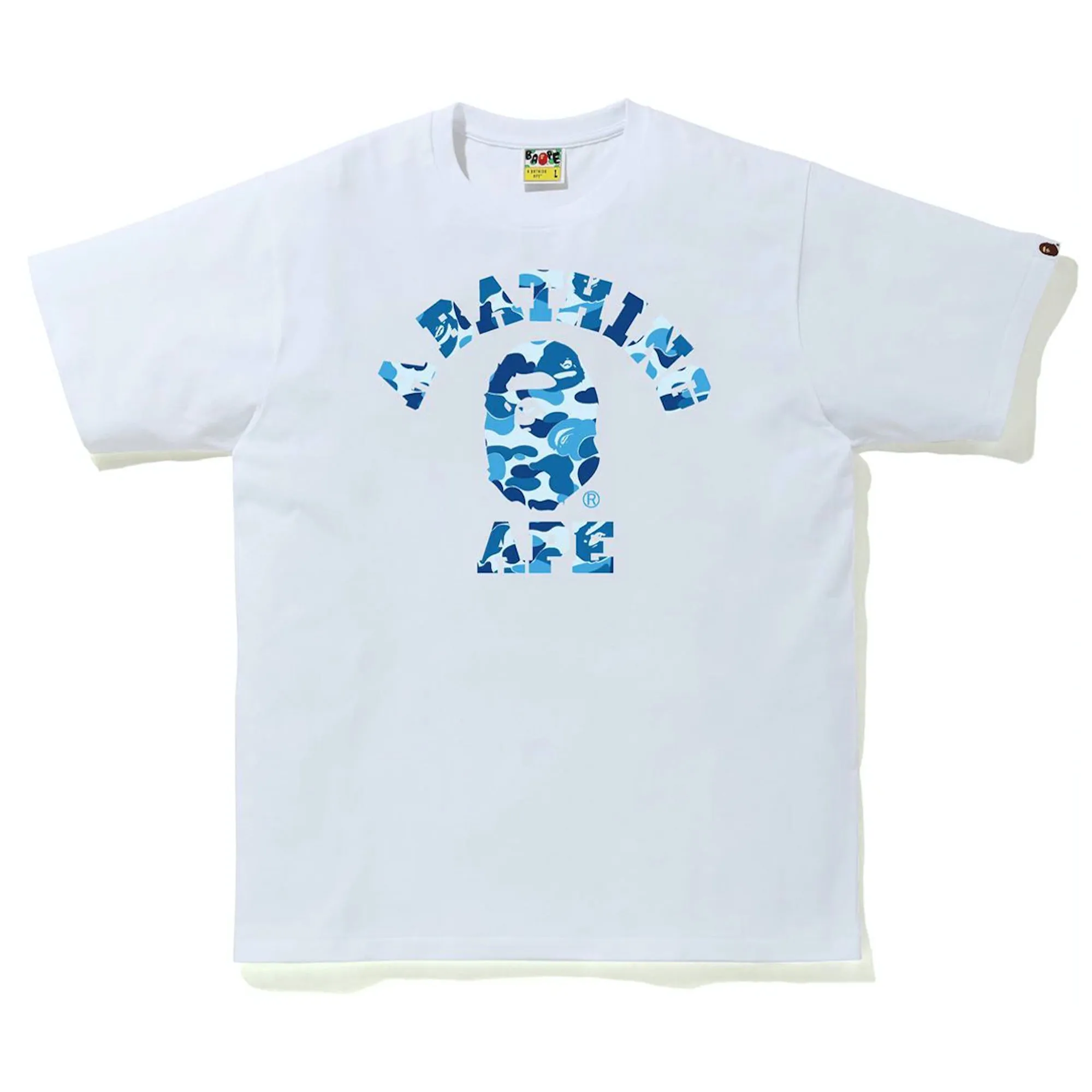 Bape ABC Text Color Camo College Tee White/Blue (Ladies) | Parallel