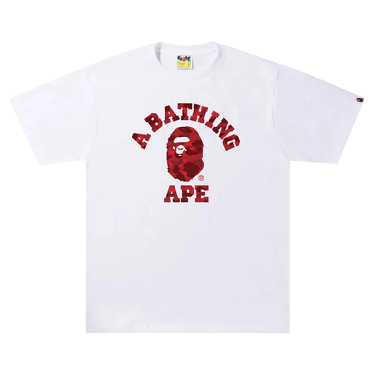 Bape Text Color Camo College Tee White Red | Parallel