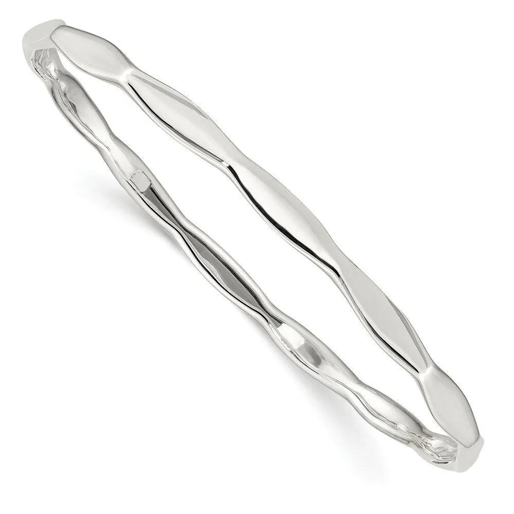 Curata 925 Sterling Silver 7" 5mm Polished Obolong Slip On Bangle ...