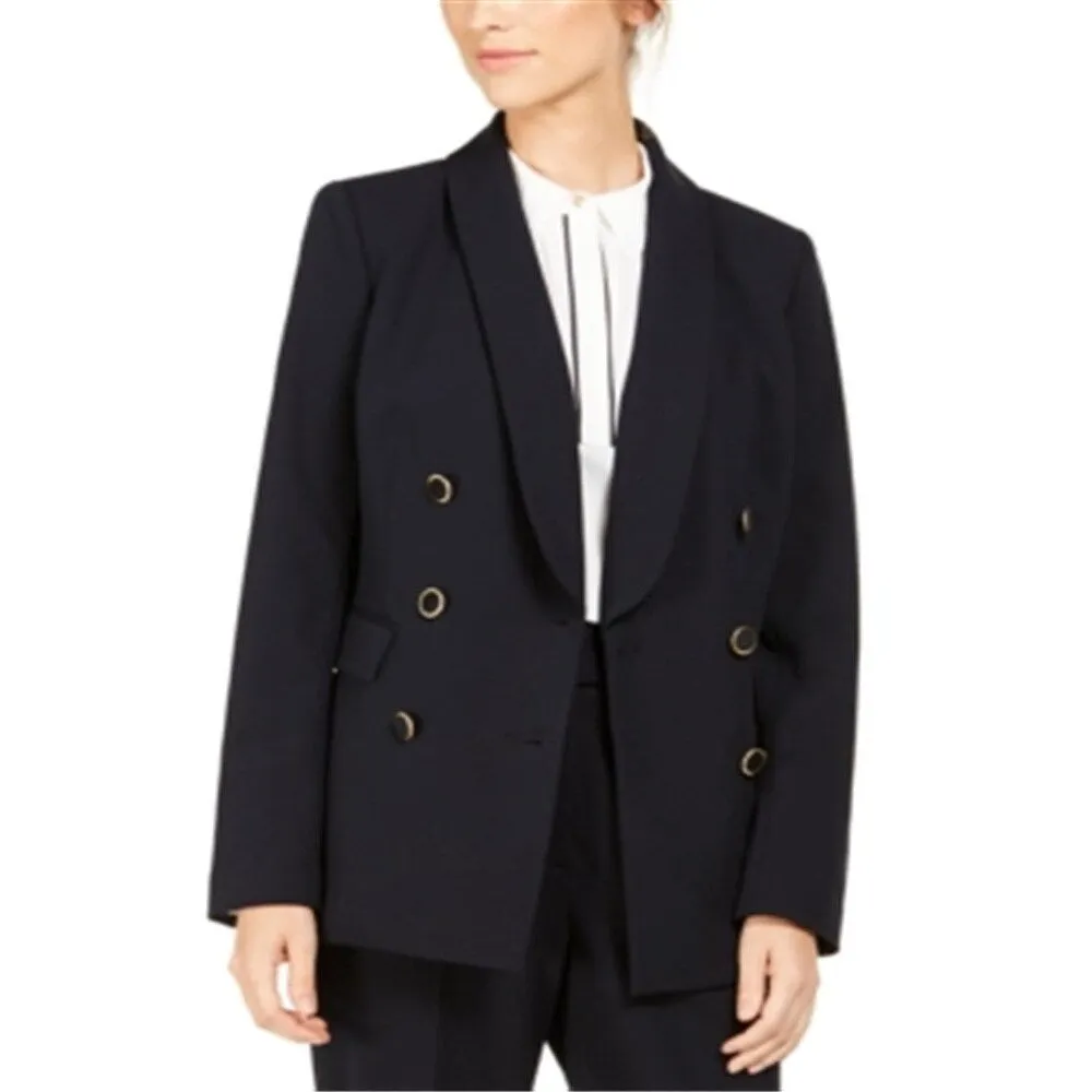 Calvin Klein Women's Knit Double Button Front Jacket Blue Size 2 | Parallel