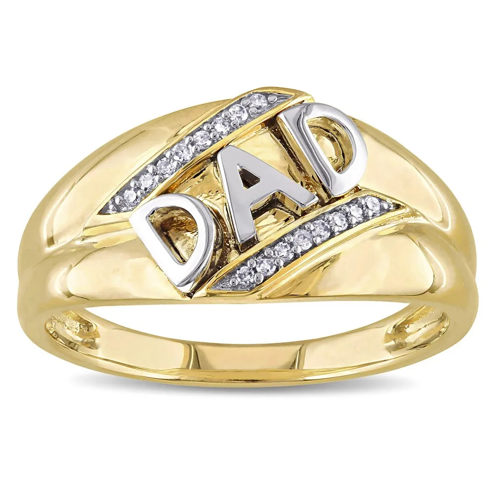 Miadora 10k Yellow Gold Diamond Accent Mens Dad Ring - White | Parallel