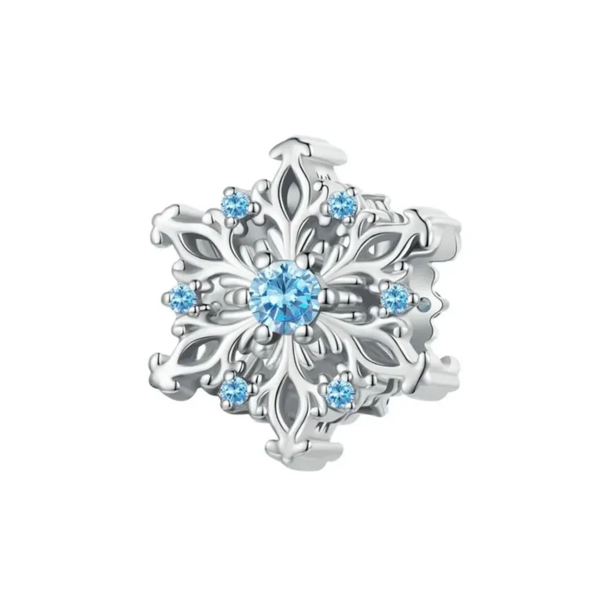 Sterling Silver & Blue CZ Snowflake Charm | Parallel