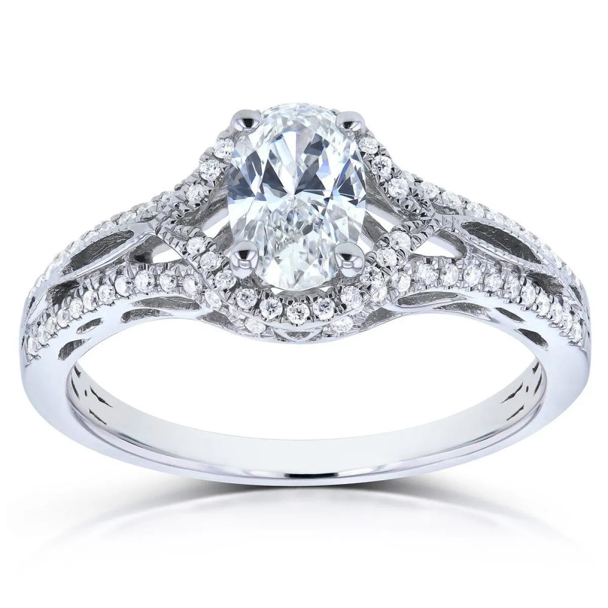 Annello by Kobelli Oval 7/8ct TDW Certified Diamond Engagement Ring 14k ...