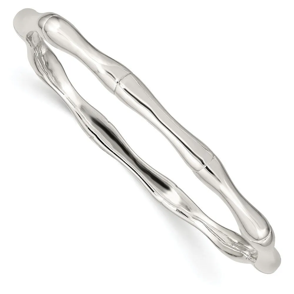 Curata 925 Sterling Silver 7.75" Bamboo Slip-on Stackable Bangle ...