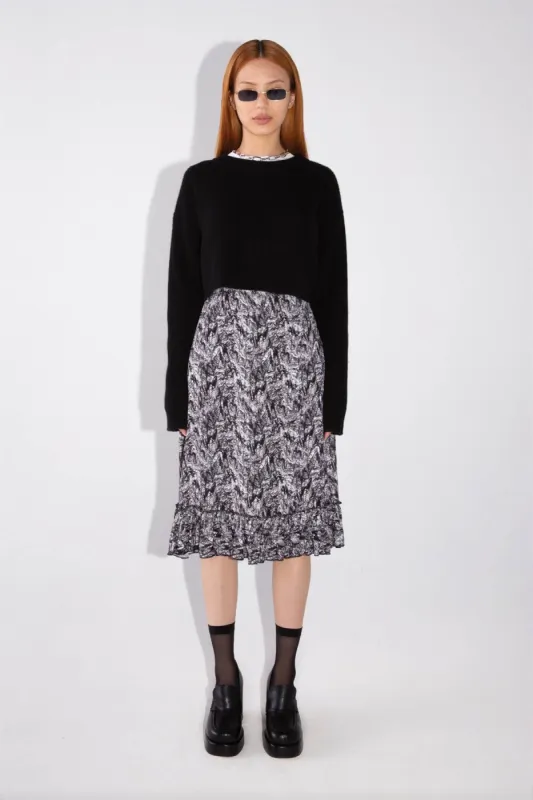 RUFFLED KNEE LENGTH SKIRT | Parallel
