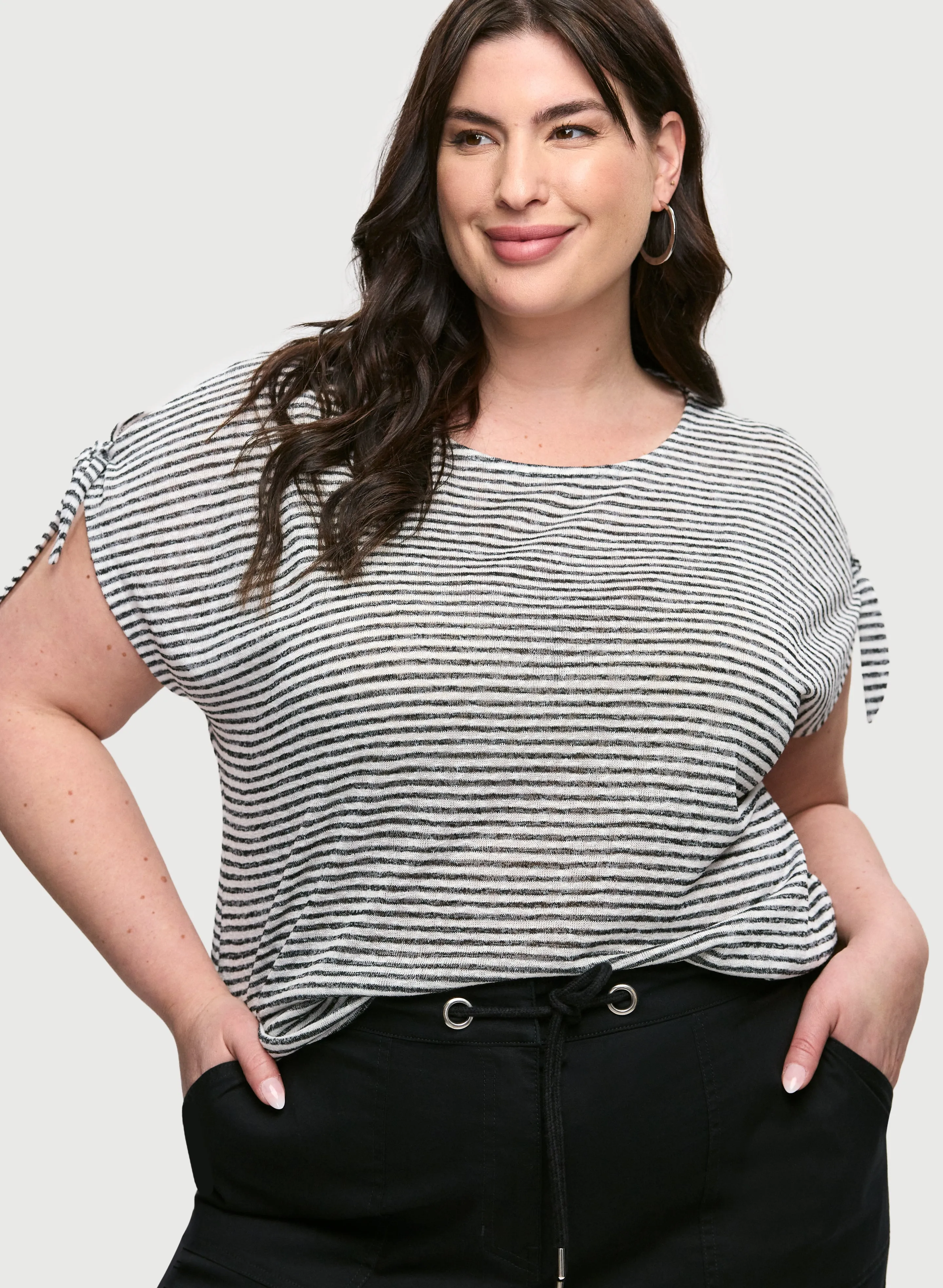 Knotted Sleeve Striped T-Shirt | Parallel