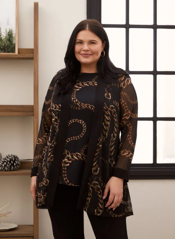 Chain Print Mesh Cardigan | Parallel