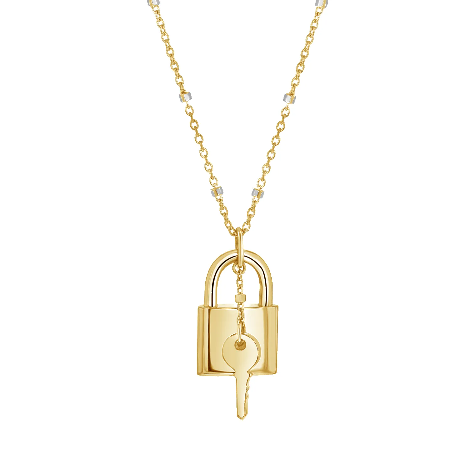 Love Padlock and Key Sparkle Chain Necklace | Parallel