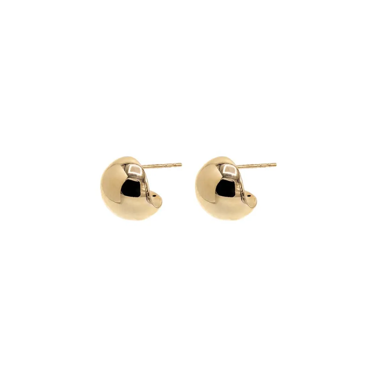 Solid Round Puffy Button Stud Earring 14K | Parallel
