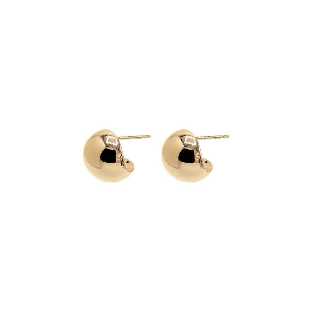 Solid Round Puffy Button Stud Earring 14K | Parallel