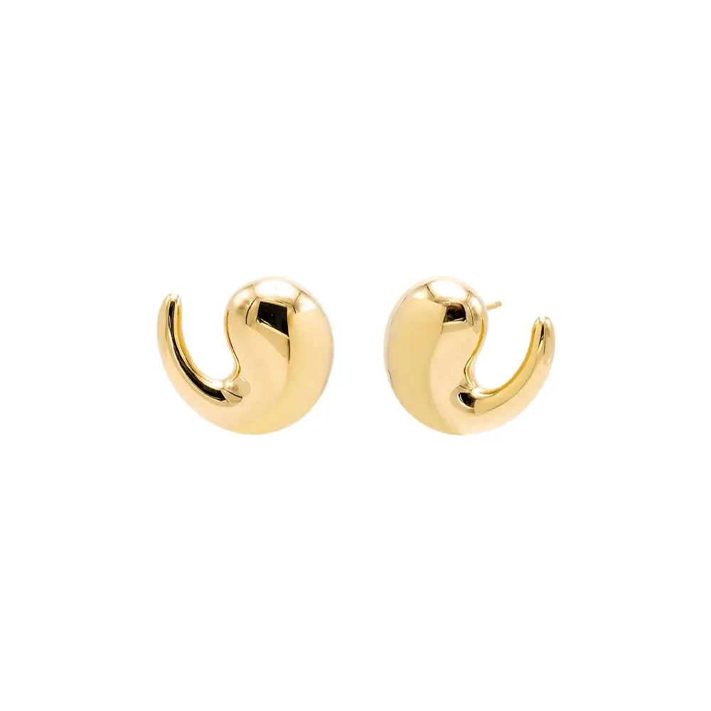 Solid Graduated Curved On The Ear Stud Earring 14K | Parallel