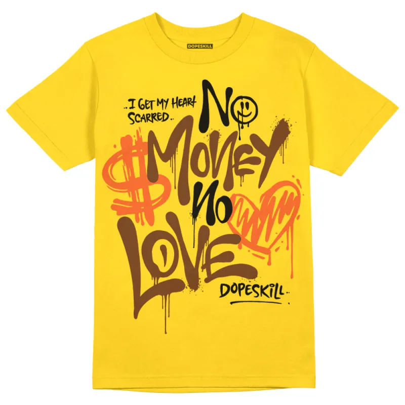 Yellow Collection DopeSkill Gold T-shirt No Money No Love Typo Graphic ...