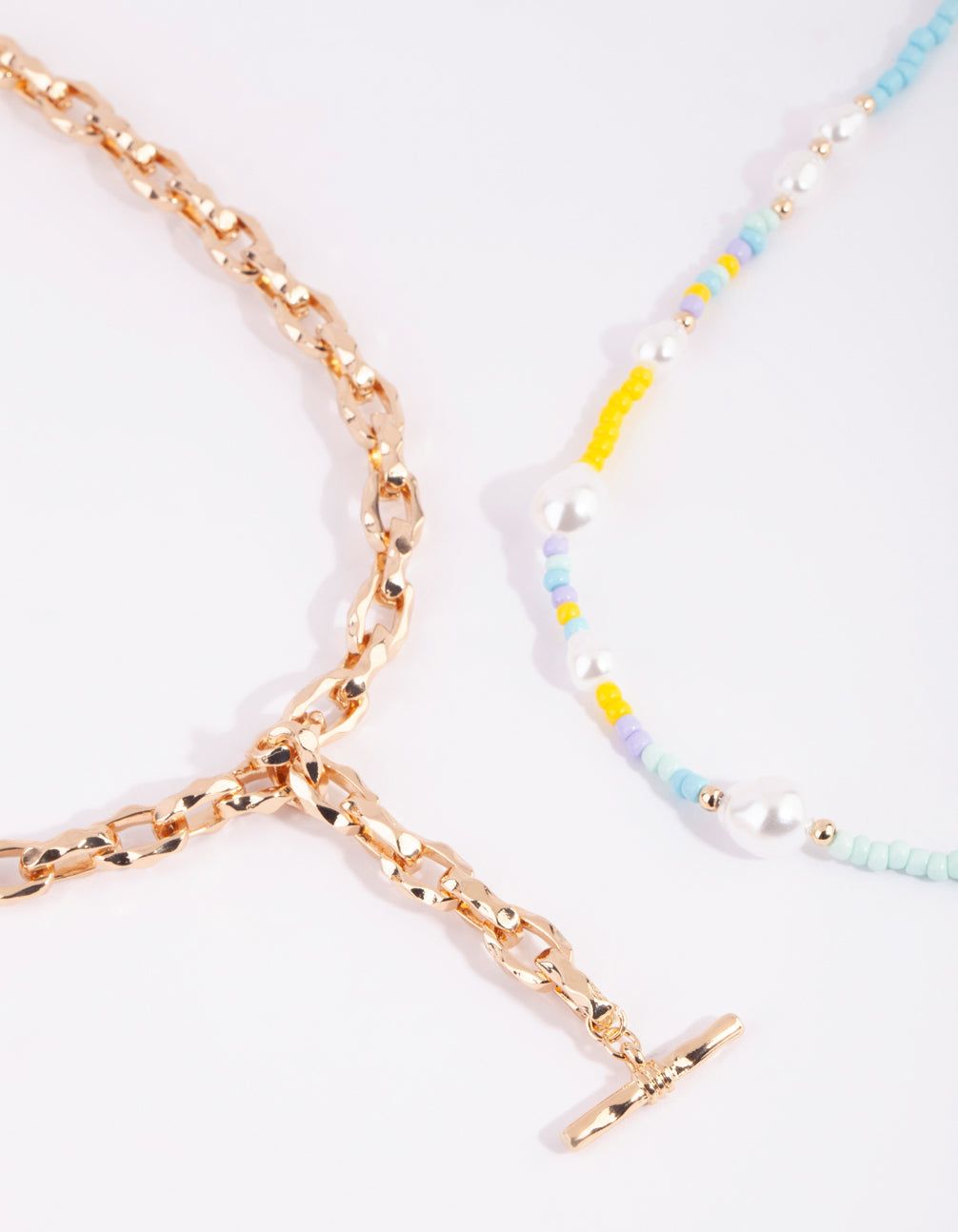 Gold Pearl Chain Fob Necklace | Parallel