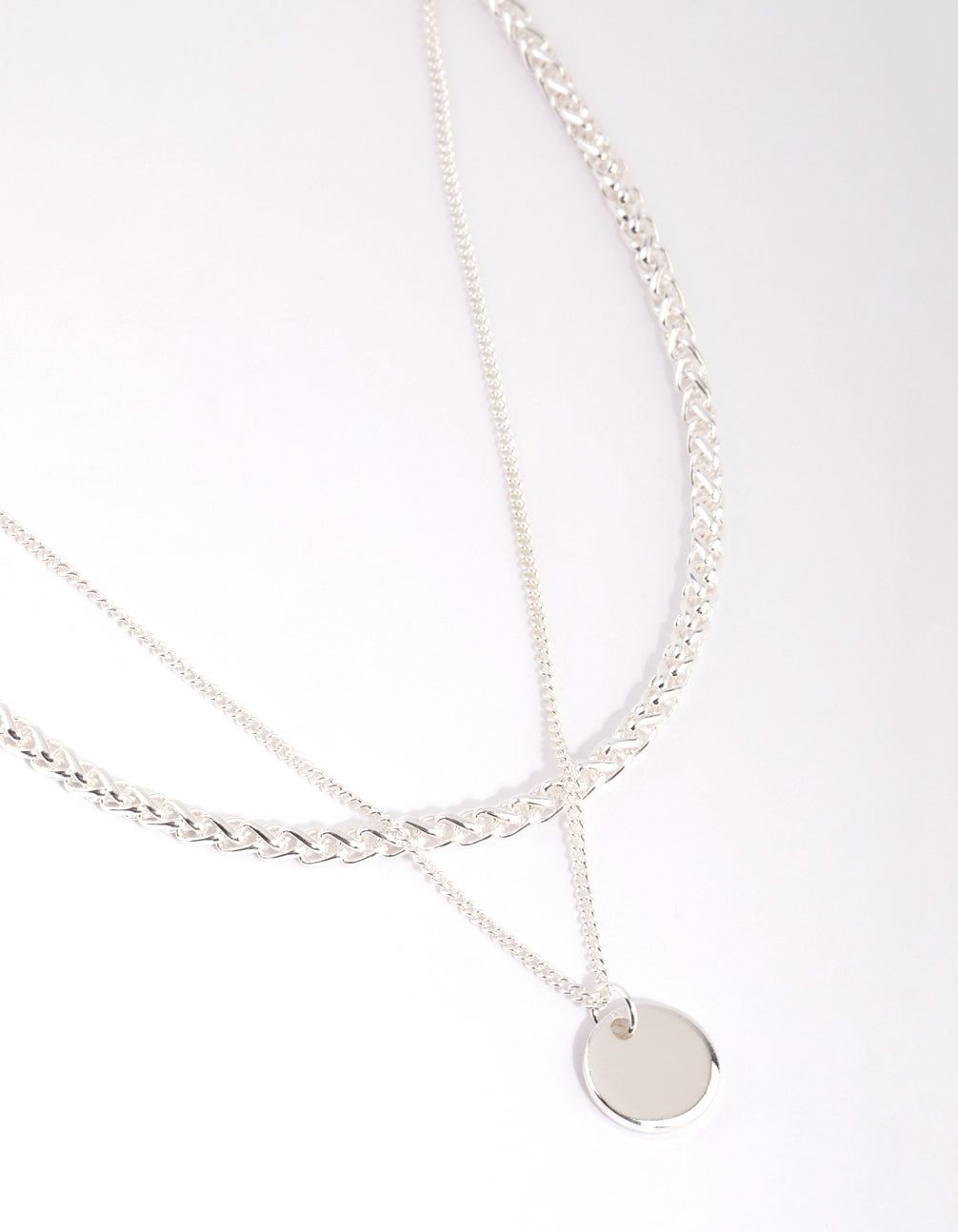 Silver Mesh Chain Disc Layered Necklace | Parallel