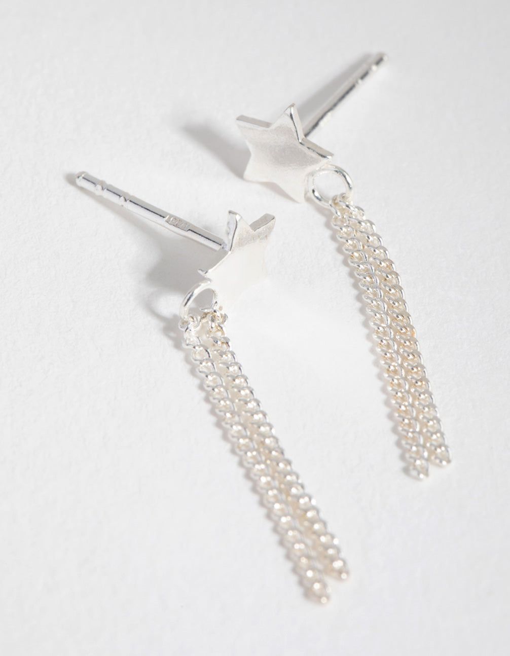 Sterling Silver Star Chain Drop Earrings | Parallel