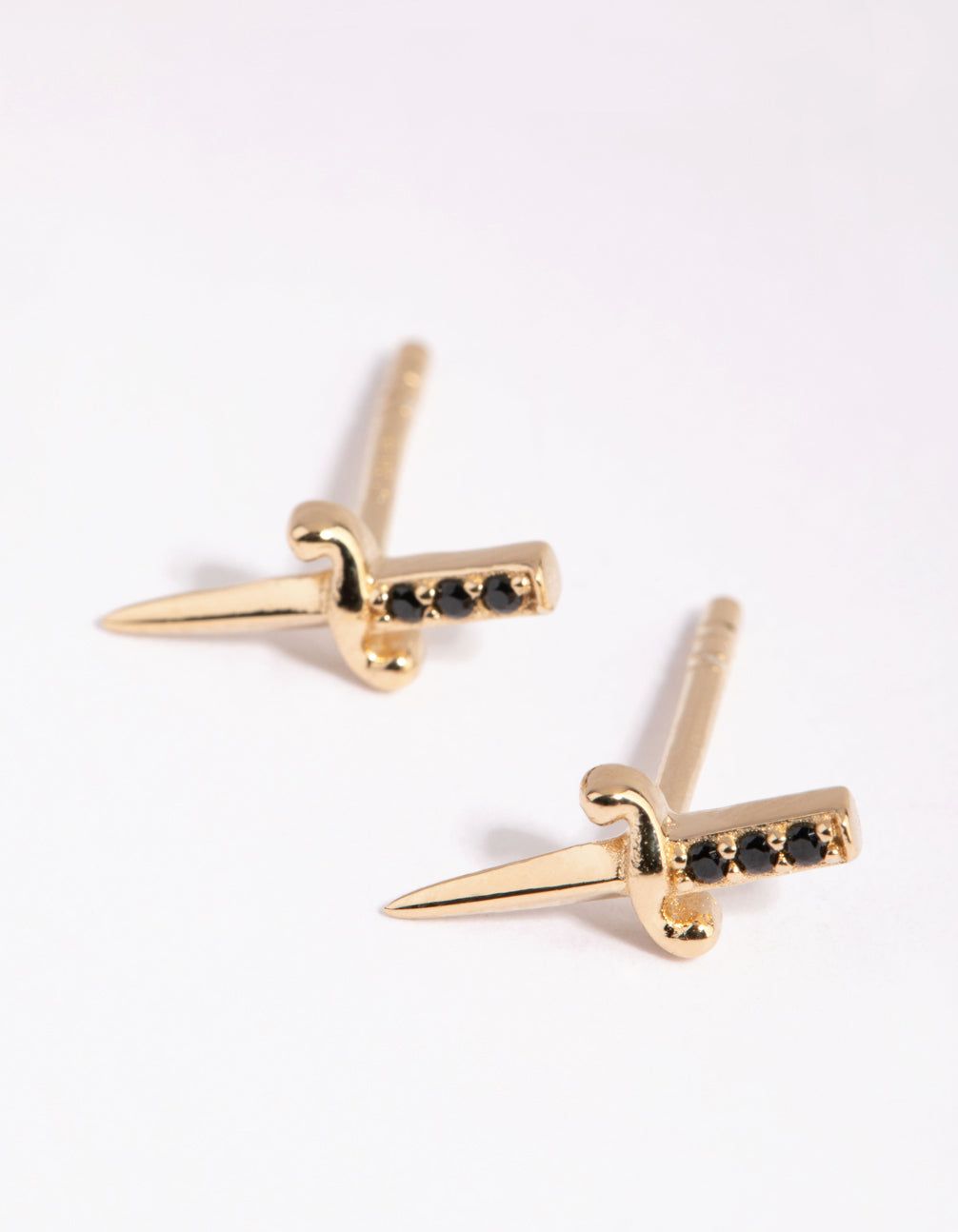 Gold Plated Sterling Silver Dagger Stud Earrings | Parallel