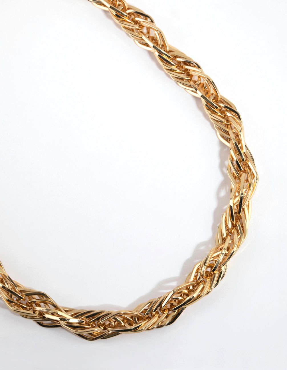 Gold Plated Textured Twist Chain Necklace | Parallel