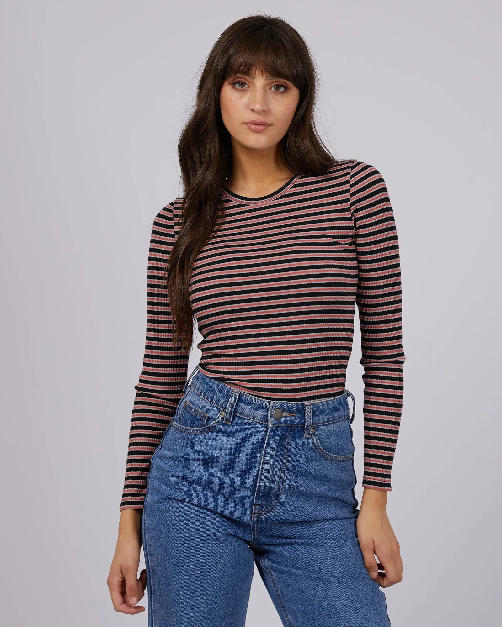 Eve Rib Stripe Long Sleeve Black | Parallel