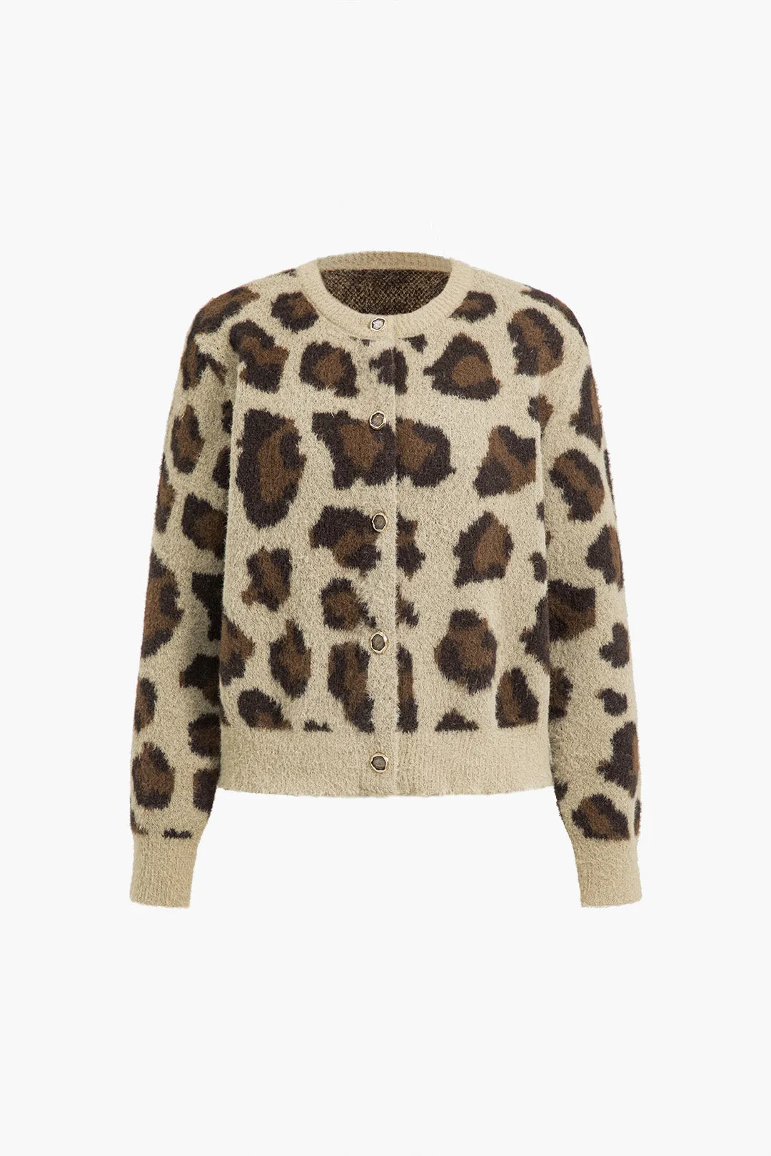 Leopard Print Knit Button Cardigan | Parallel
