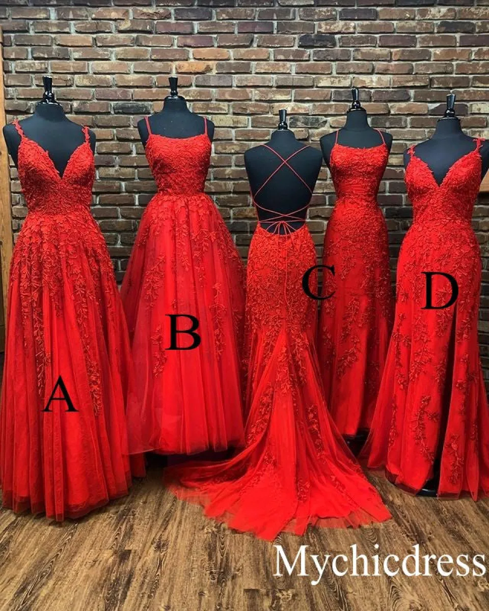 Hot Red Lace Evening Dresses Long Sleeveless Prom Dress UK | Parallel