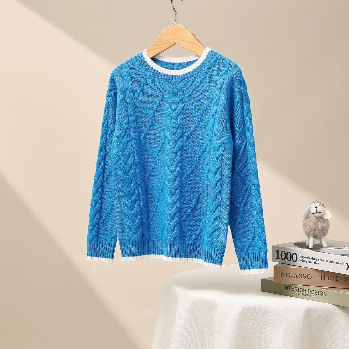 100% Wool Kid's Cable Knit Pullover Sweater | Parallel