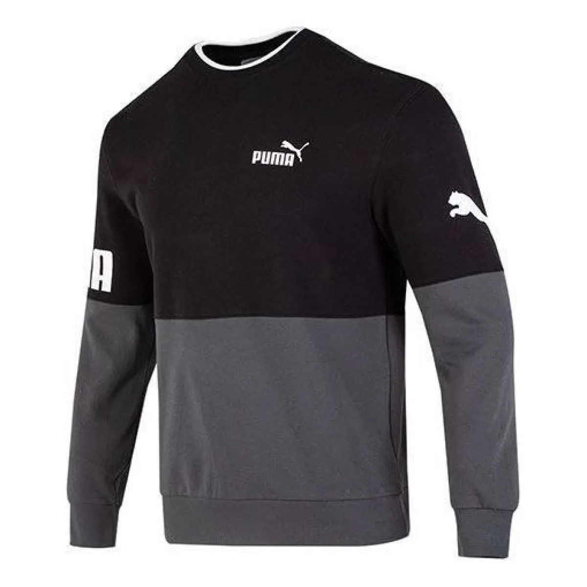 PUMA Power Colorblock Crew Long Tee 'Black' 676666-01 | Parallel