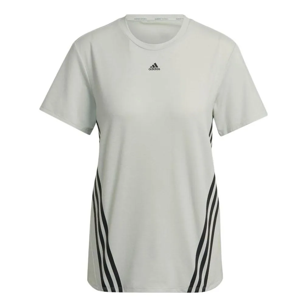 (WMNS) adidas Train Icons 3-Stripes T-Shirt Asia Sizing 'Green' HK6976 ...