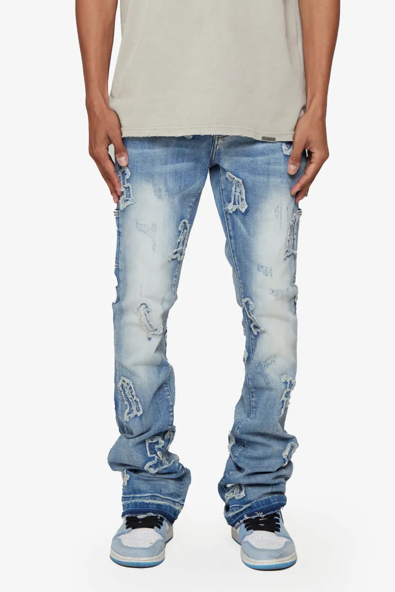 "LOOMIS" LIGHT BLUE WASH FLARED STACKED JEAN | Parallel