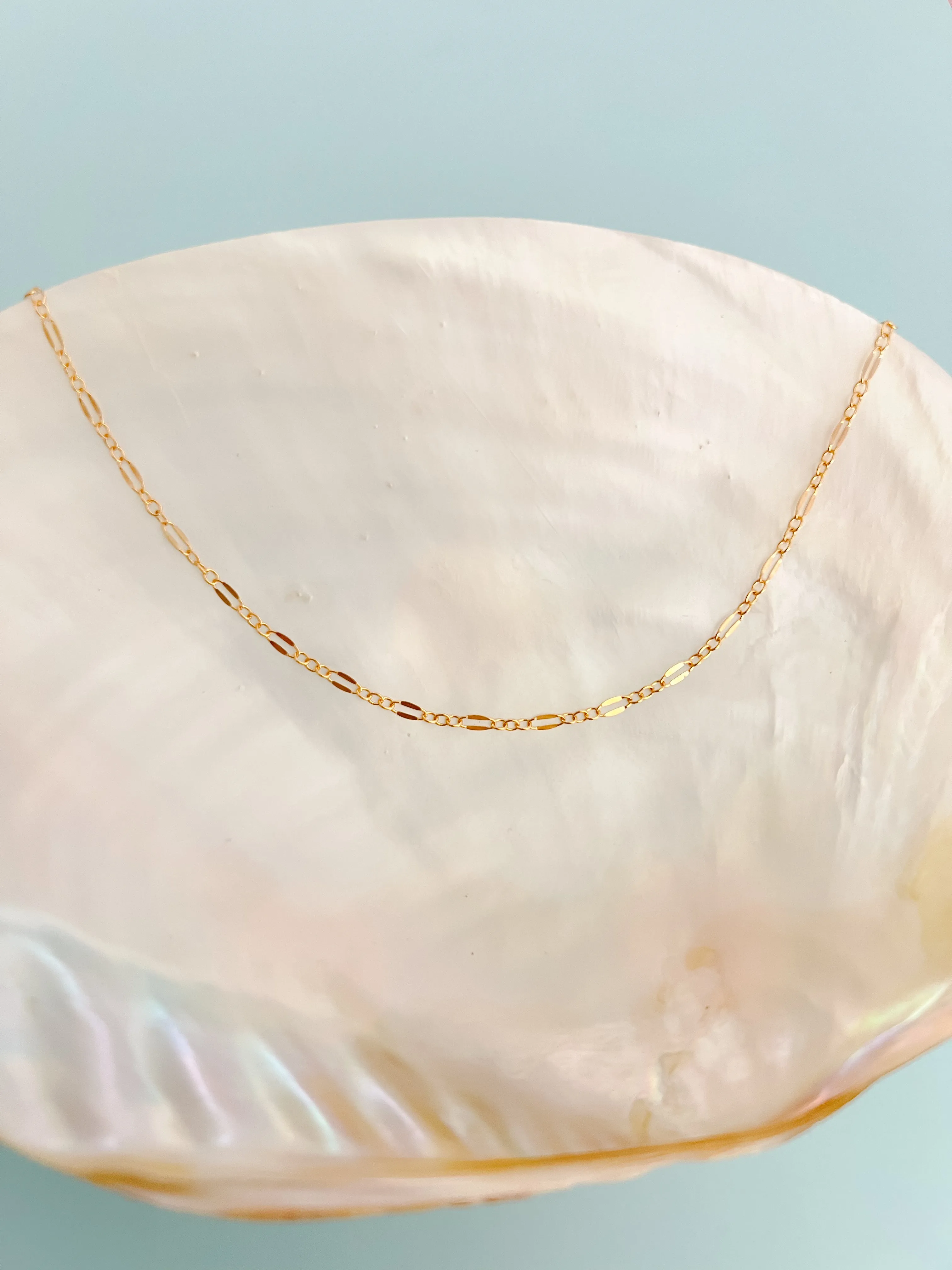 Gold Filled Dainty Sequin Layering Necklace Chain | Parallel