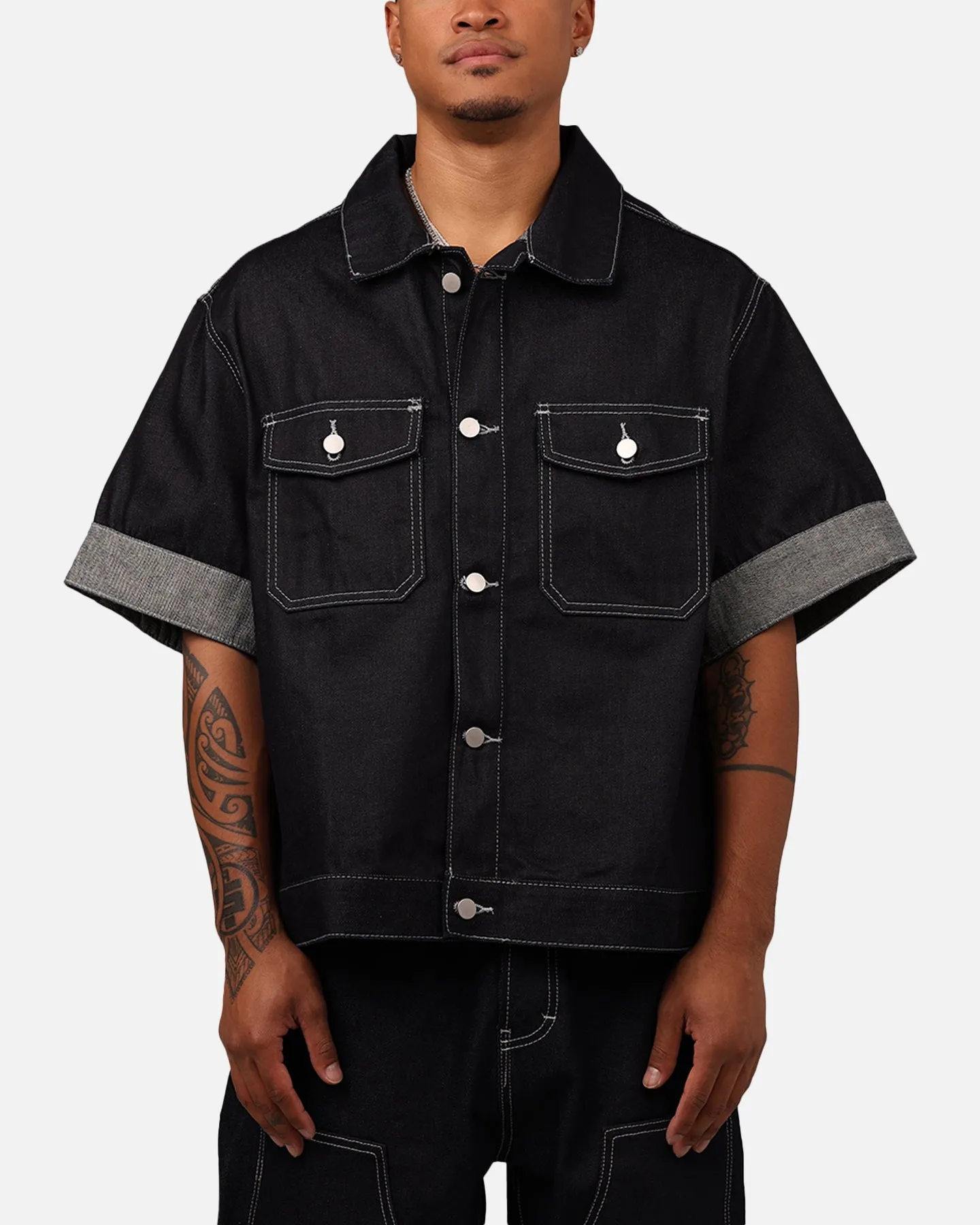 MNML Raw Denim Short Sleeve Jacket Blue | Parallel