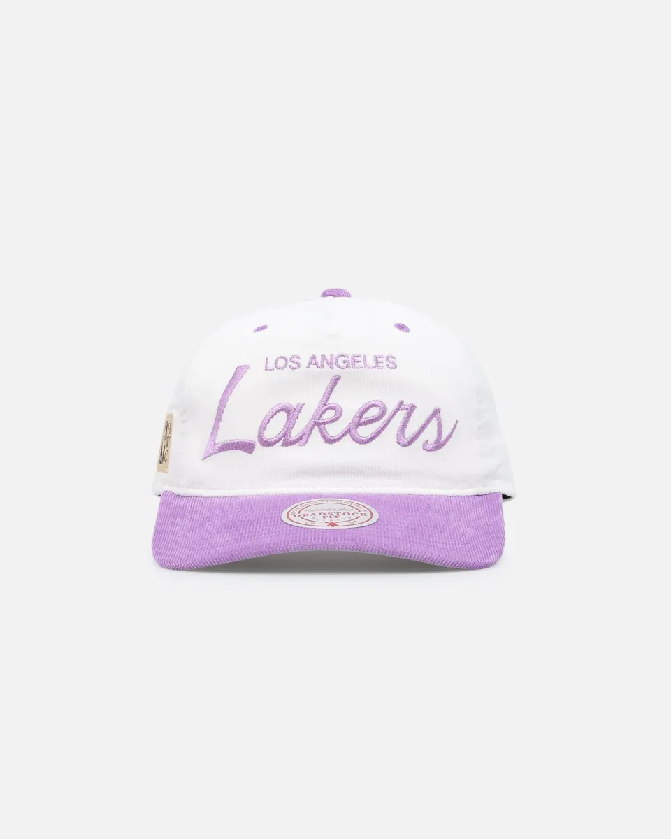 Mitchell & Ness Los Angeles Lakers Pastel Corduroy Snapback White Cream ...