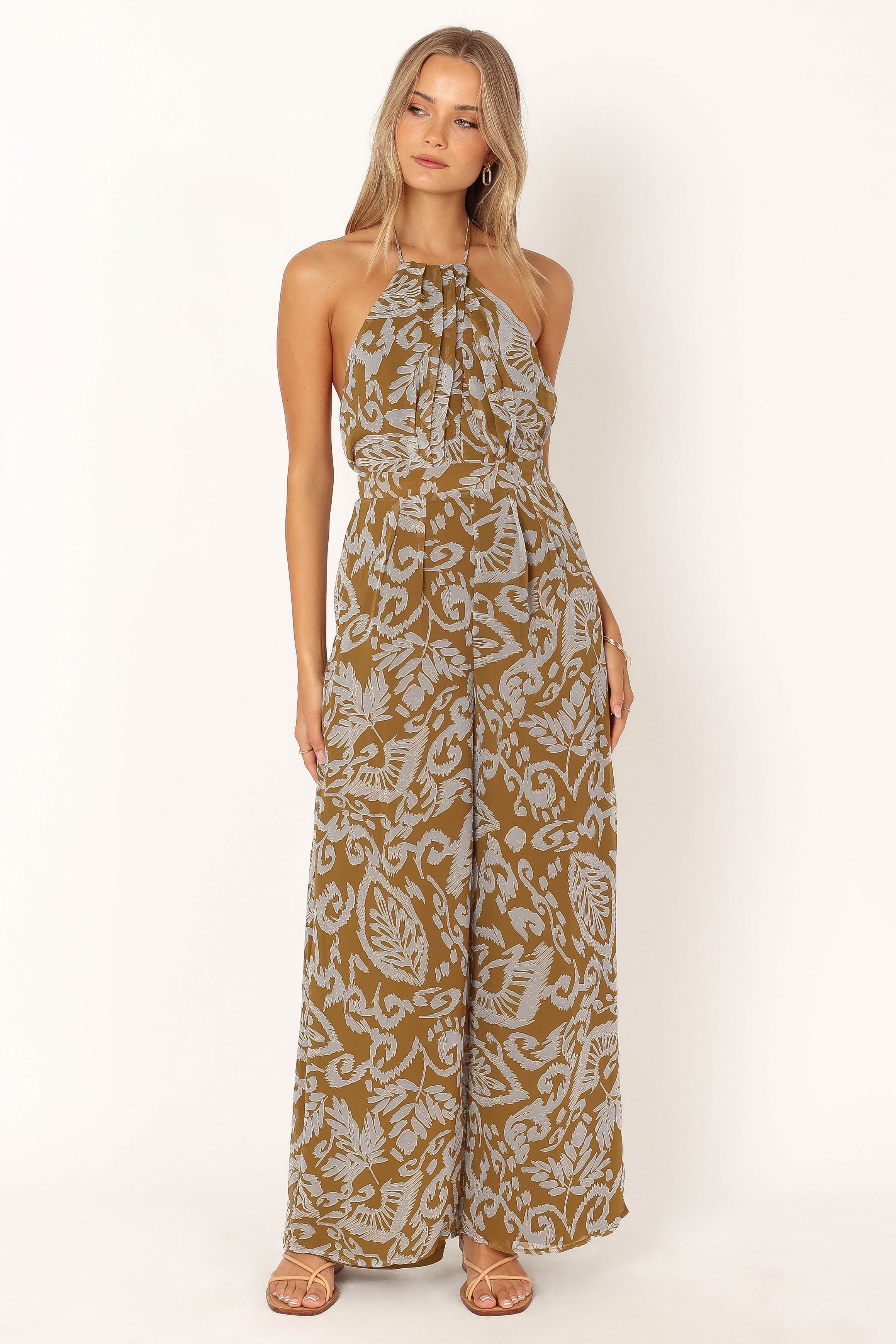 Morgan Halter Jumpsuit - Olive | Parallel