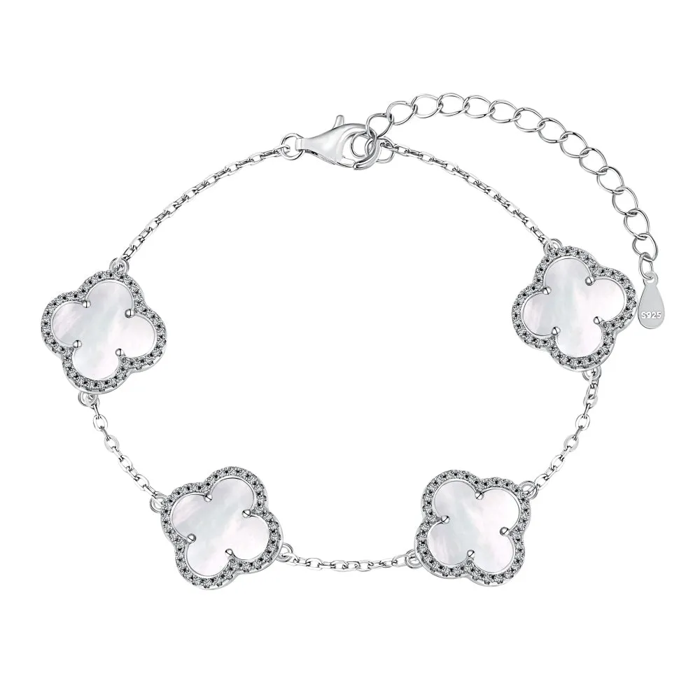 Sterling Silver Multi Iced Clover Bracelet | Parallel