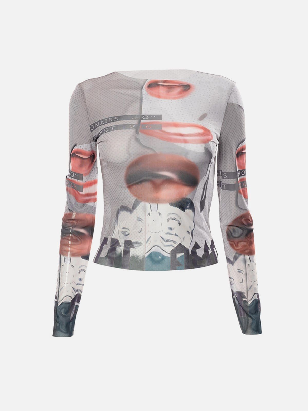 Mesh Print Long Sleeve T Shirt | Parallel