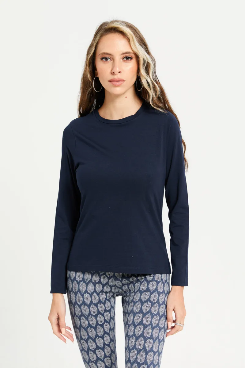 Women Navy Basic T-Shirt | Parallel